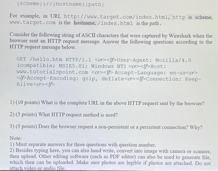 Solved [scheme]://hostname) Ipath] For example, in URL | Chegg.com