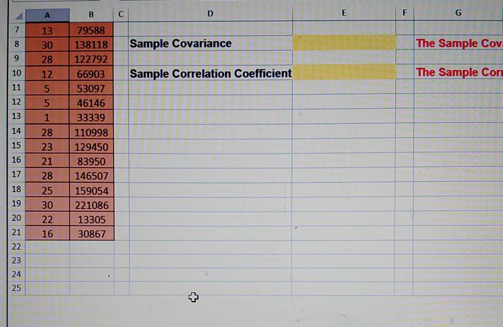 Given the accompanying data, use Excel's function | Chegg.com