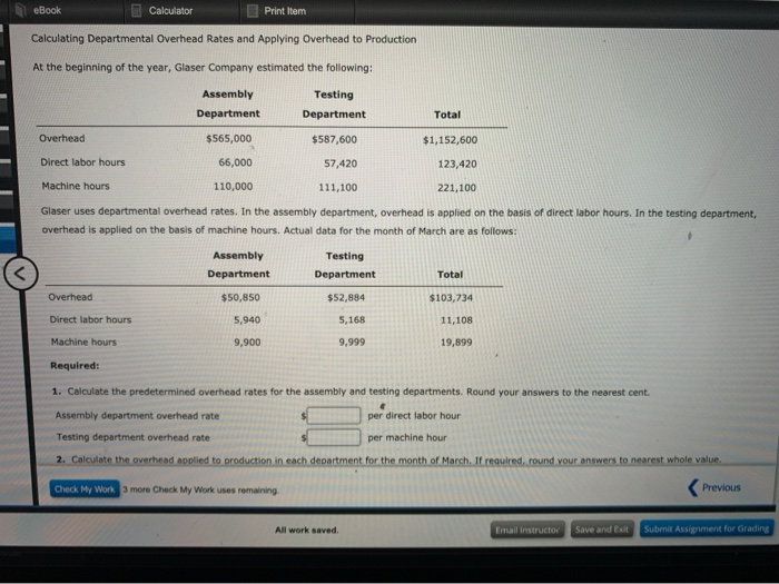 Solved eBook Calculator Print Item Calculating Departmental | Chegg.com