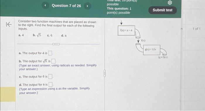 Solved K Question 7 of 26 Consider two function machines | Chegg.com