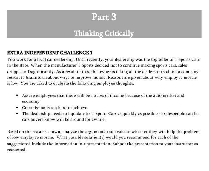 Solved EXTRA INDEPENDENT CHALLENGE 1 You work for a local | Chegg.com