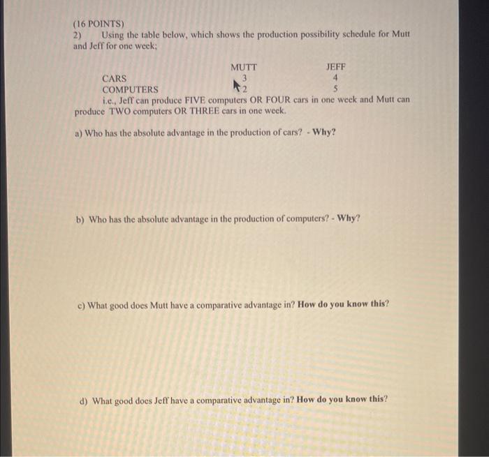 Solved a) Using the information provided in the above table | Chegg.com