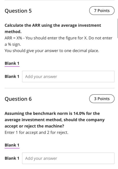 Solved Question 5 7 Points Calculate the ARR using the | Chegg.com