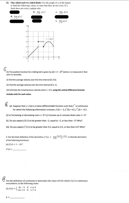 Solved 22. One-sided and two-sided limits Use the graph of g | Chegg.com