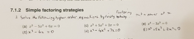 7.1.2 ﻿Simple factoring strategies1 ﻿Solve. the | Chegg.com