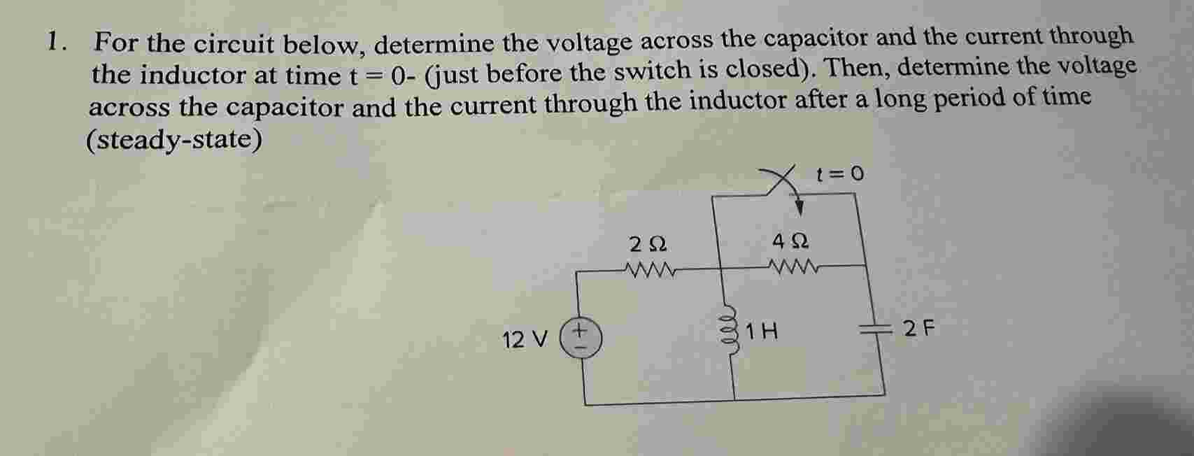 Solved For the circuit below, determine the voltage across | Chegg.com