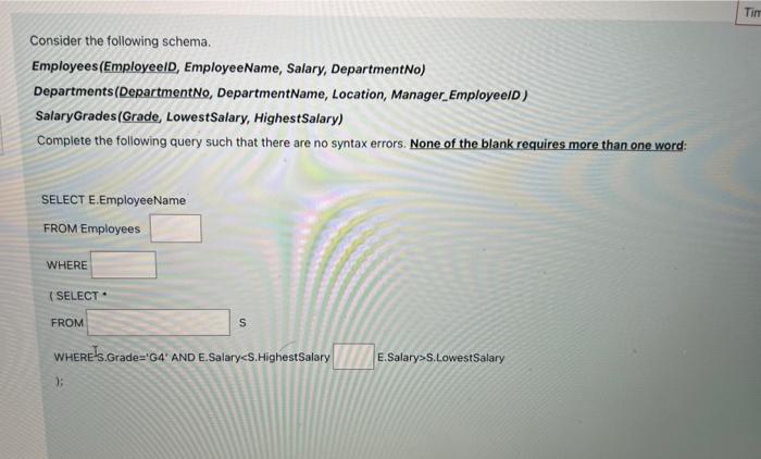 Solved Consider the following schema. Employees(EmployeelD, | Chegg.com