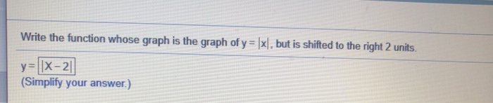 Solved Write the function whose graph is the graph of y = | Chegg.com
