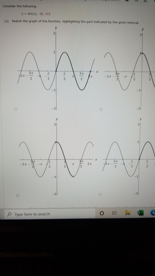 Solved B Consider the following. y = sin(x), (0, 2) (a) | Chegg.com