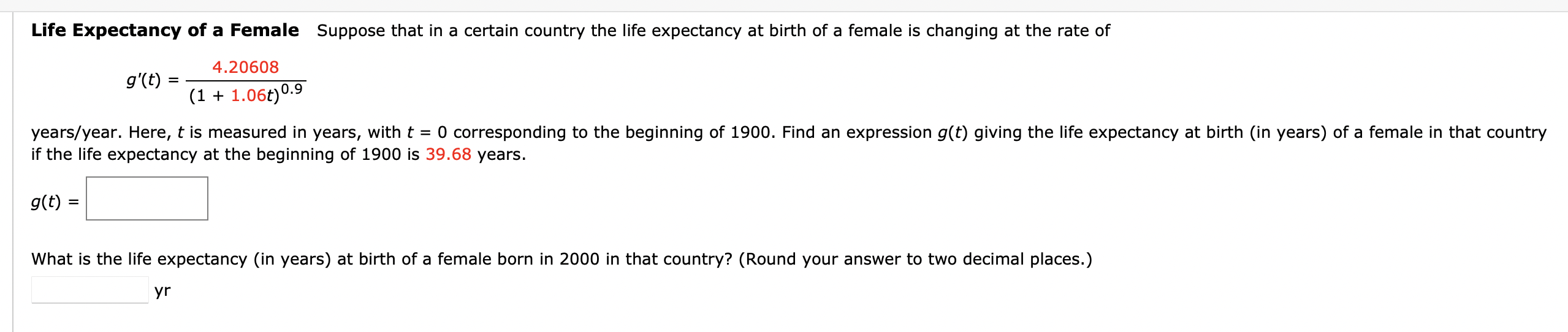 Solved Life Expectancy of a Female Suppose that in a certain | Chegg.com