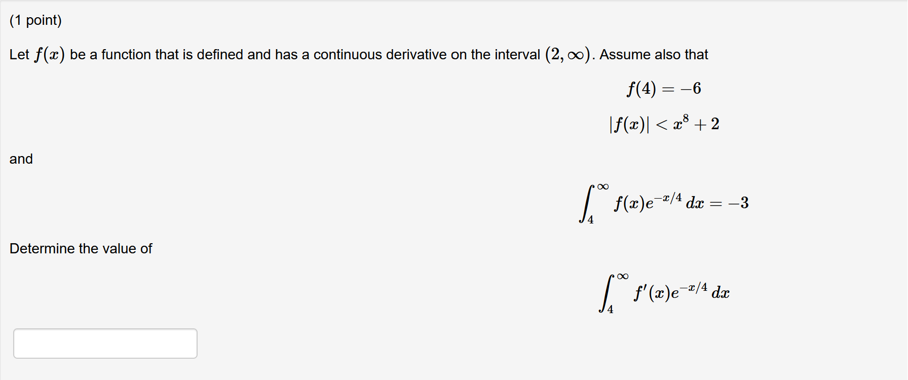 Solved (1 ﻿point)Let f(x) ﻿be a function that is defined and | Chegg.com