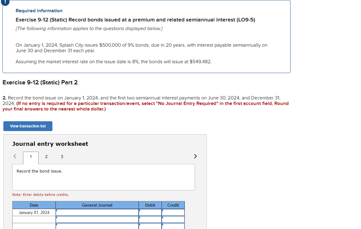 Solved Required informationExercise 9-12 (Static) Record | Chegg.com Solved Required informationExercise 9-12 (Static) Record | Chegg.com