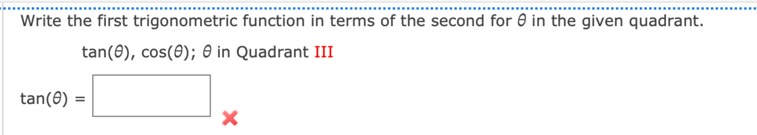 Solved Write the first trigonometric function in terms of | Chegg.com