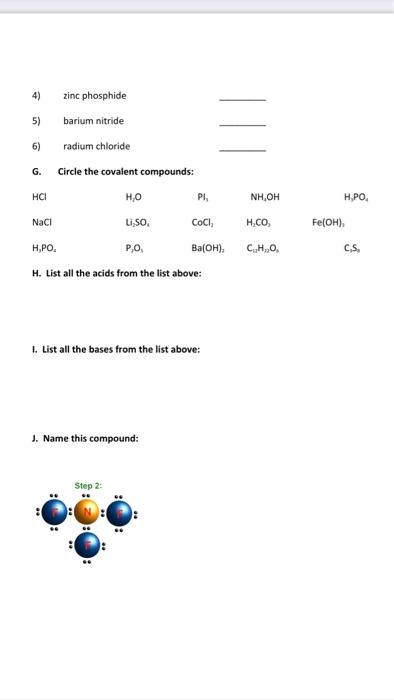 Solved 4) 5) 6) zinc phosphide barium nitride radium | Chegg.com