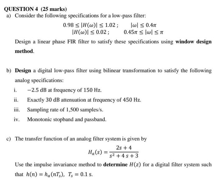 Solved QUESTION 4 (25 marks) a) Consider the following | Chegg.com
