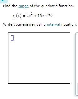 Solved Find the range of the quadratic | Chegg.com