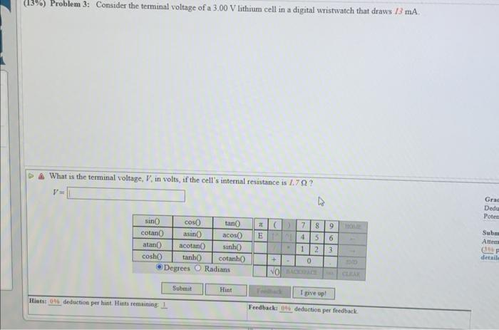 Solved (13\%) Problem 3: Consider the terminal voltage of a | Chegg.com