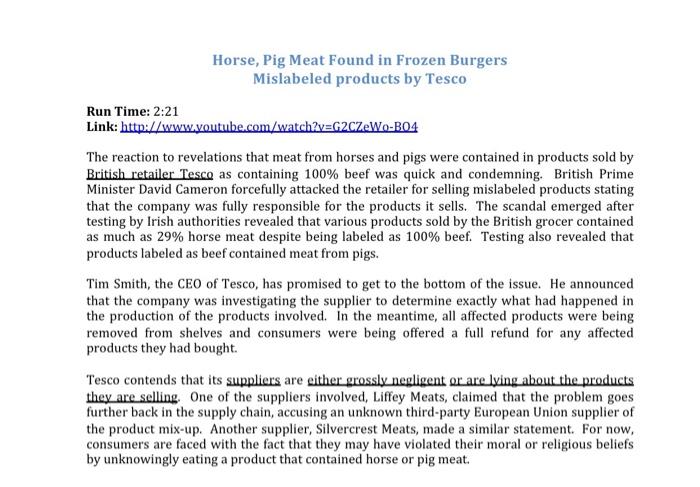 Solved Horse, Pig Meat Found in Frozen Burgers Mislabeled | Chegg.com
