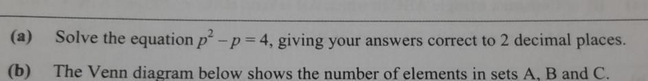 Solved (a) ﻿Solve the equation p2-p=4, ﻿giving your answers | Chegg.com