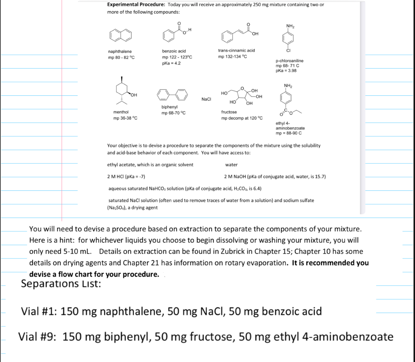 Solved Experimental Procedure: Today you will receive an | Chegg.com
