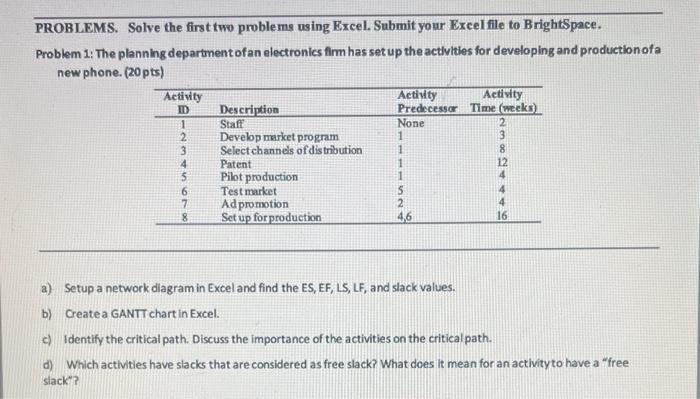 Solved PROBLEMS. Solve the first two problems using Excel. | Chegg.com
