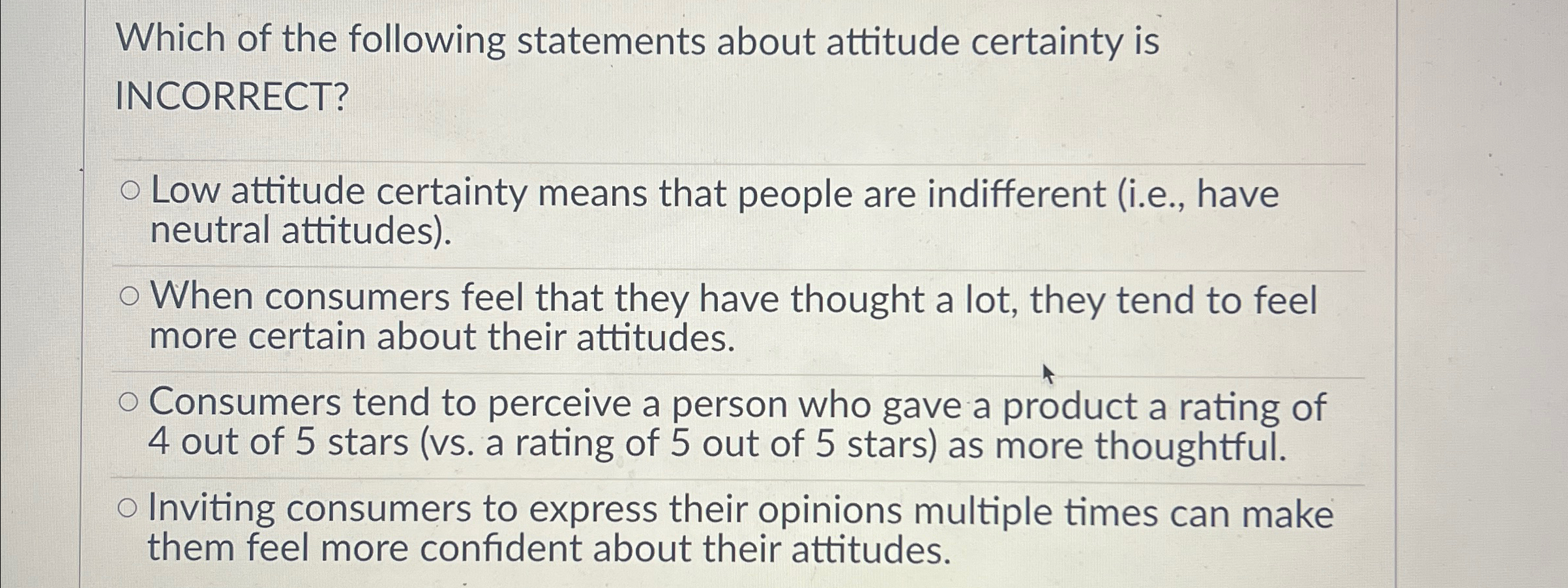 Solved Which of the following statements about attitude | Chegg.com