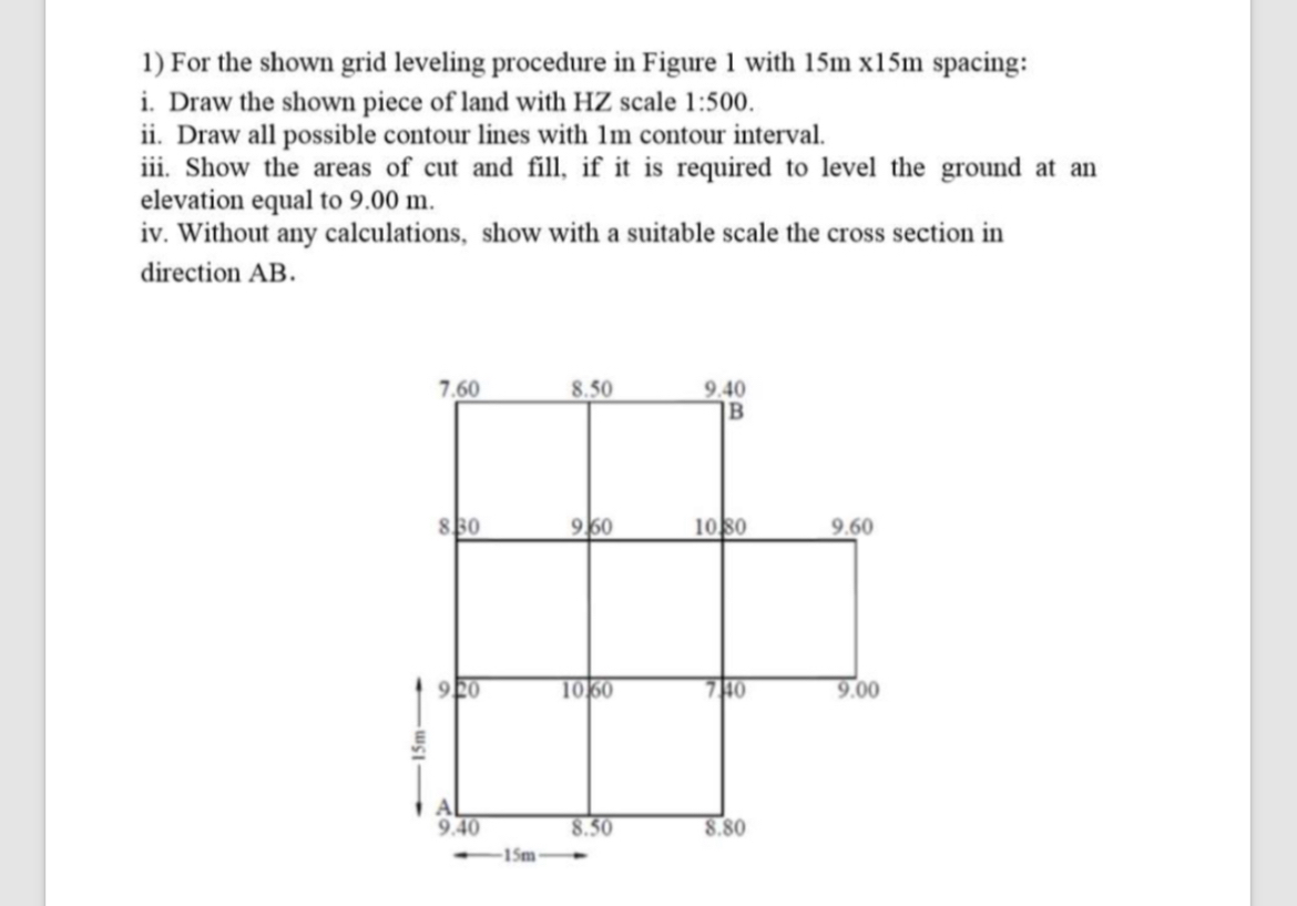 Solved For the shown grid leveling procedure in Figure 1 | Chegg.com