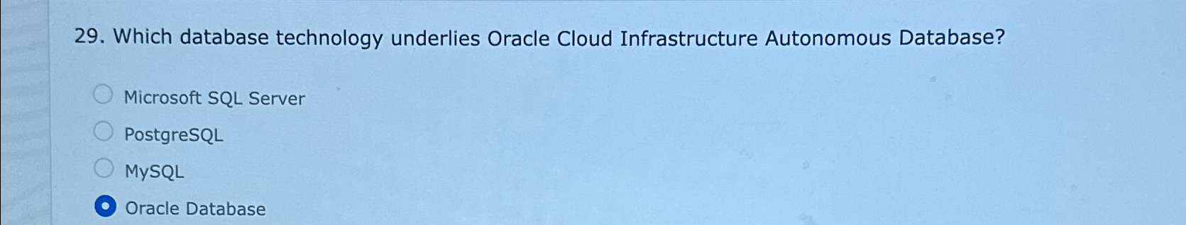 Which database technology underlies Oracle Cloud | Chegg.com