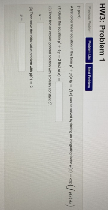 Solved HW3: Problem 1 Previous Problem Problem List Next | Chegg.com