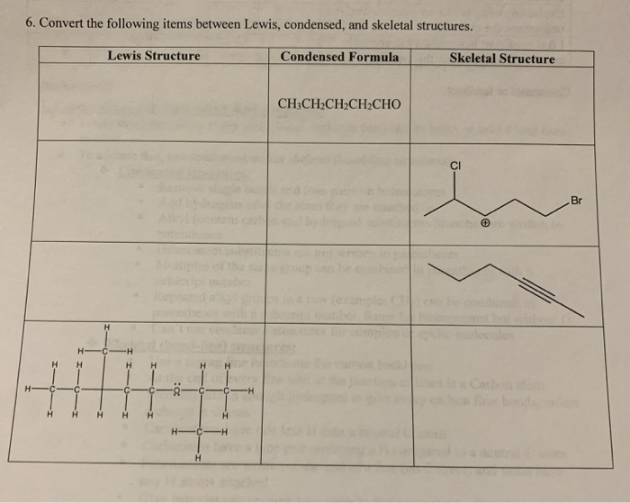 Solved 6. Convert the following items between Lewis, | Chegg.com