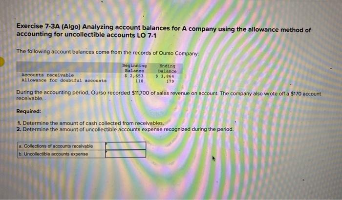 Solved Exercise 7-3A (Algo) Analyzing account balances for A | Chegg.com
