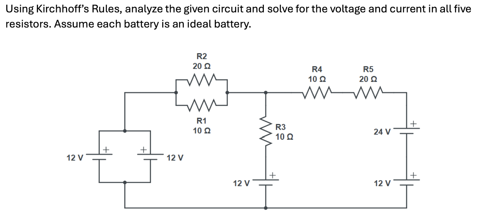 Solved can you please use Kirchhoff's rules using loop and | Chegg.com