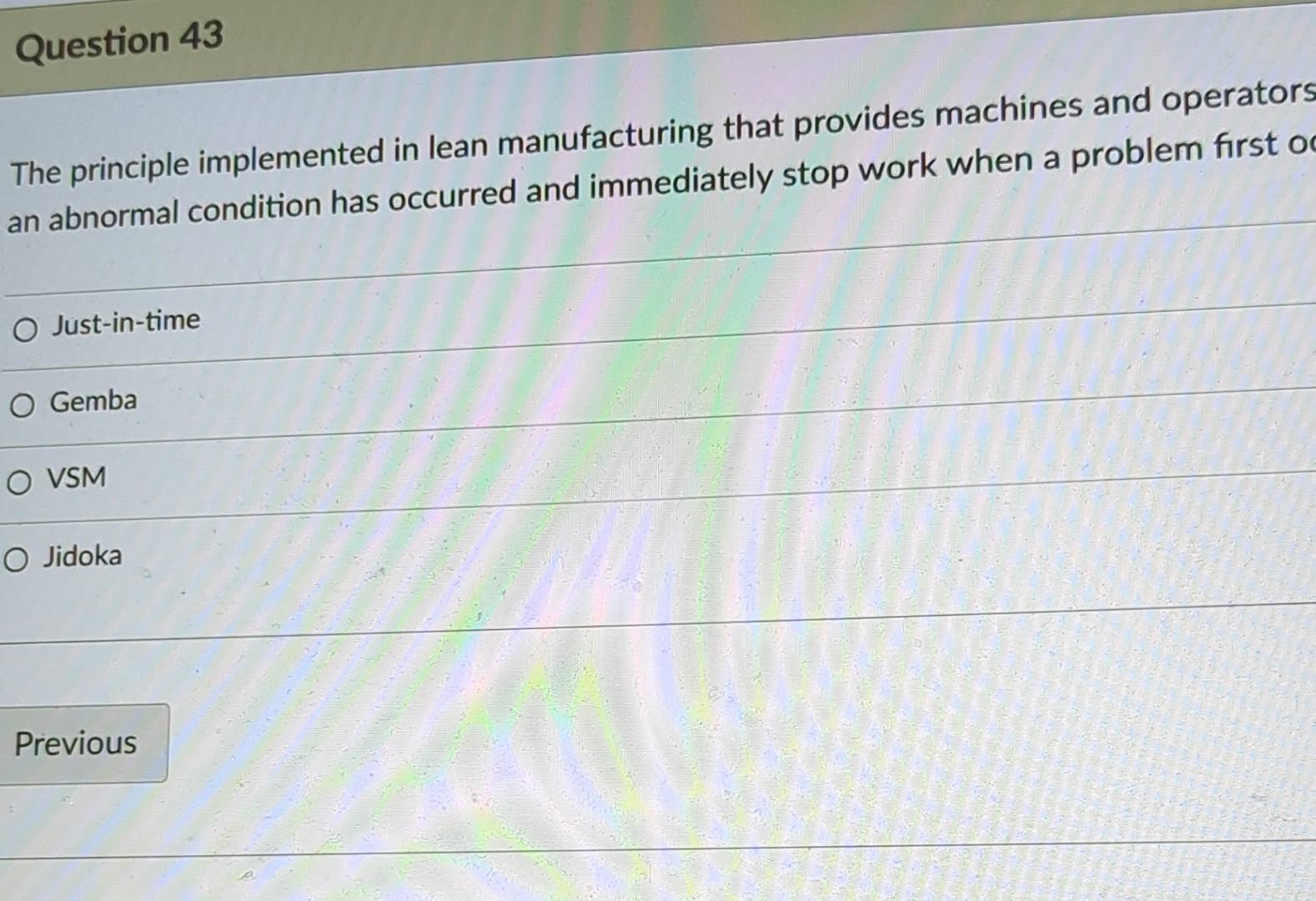 Solved The principle implemented in lean manufacturing that | Chegg.com