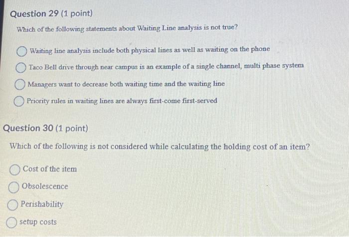 Solved Which of the following statements about Waiting Line | Chegg.com