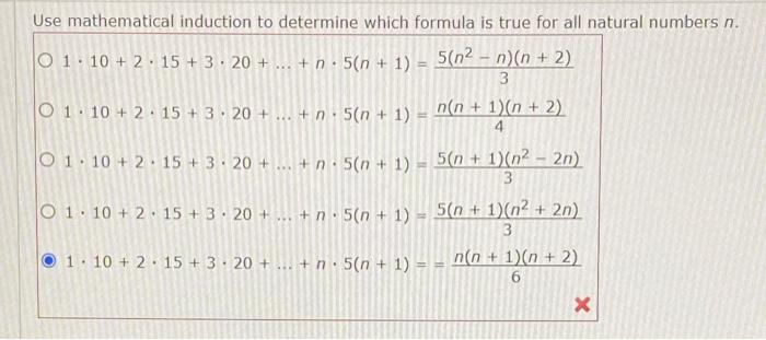 Solved Use mathematical induction to determine which formula | Chegg.com