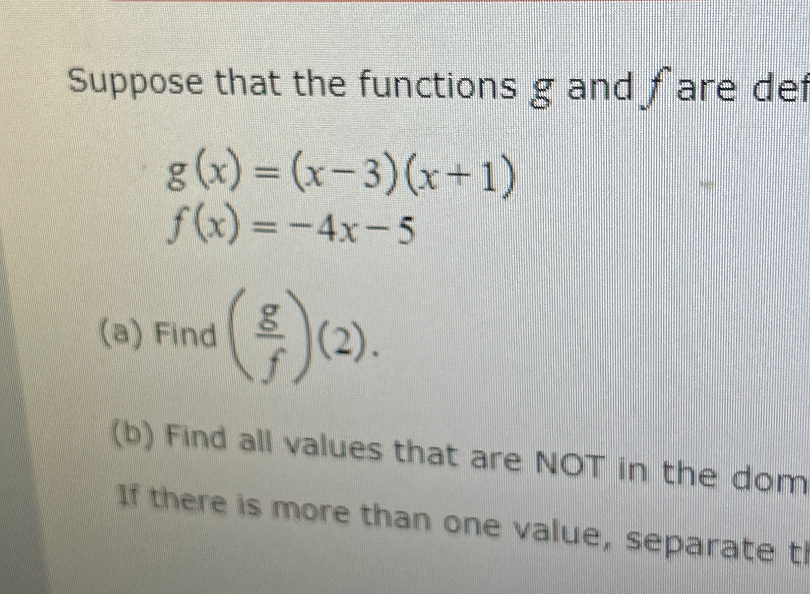 Solved Suppose that the functions g ﻿and f ﻿are | Chegg.com