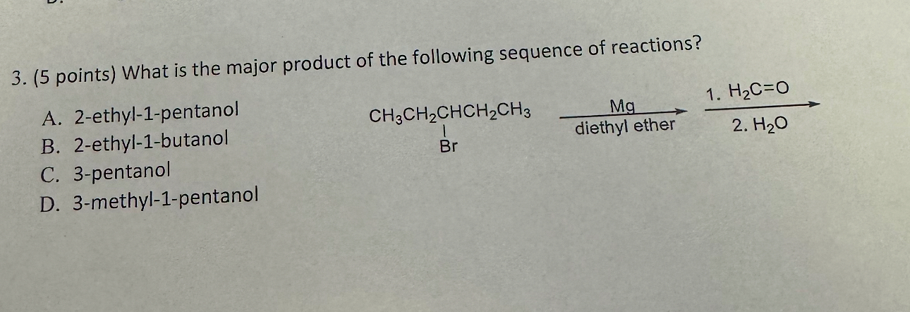 Solved (5 ﻿points) ﻿What is the major product of the | Chegg.com