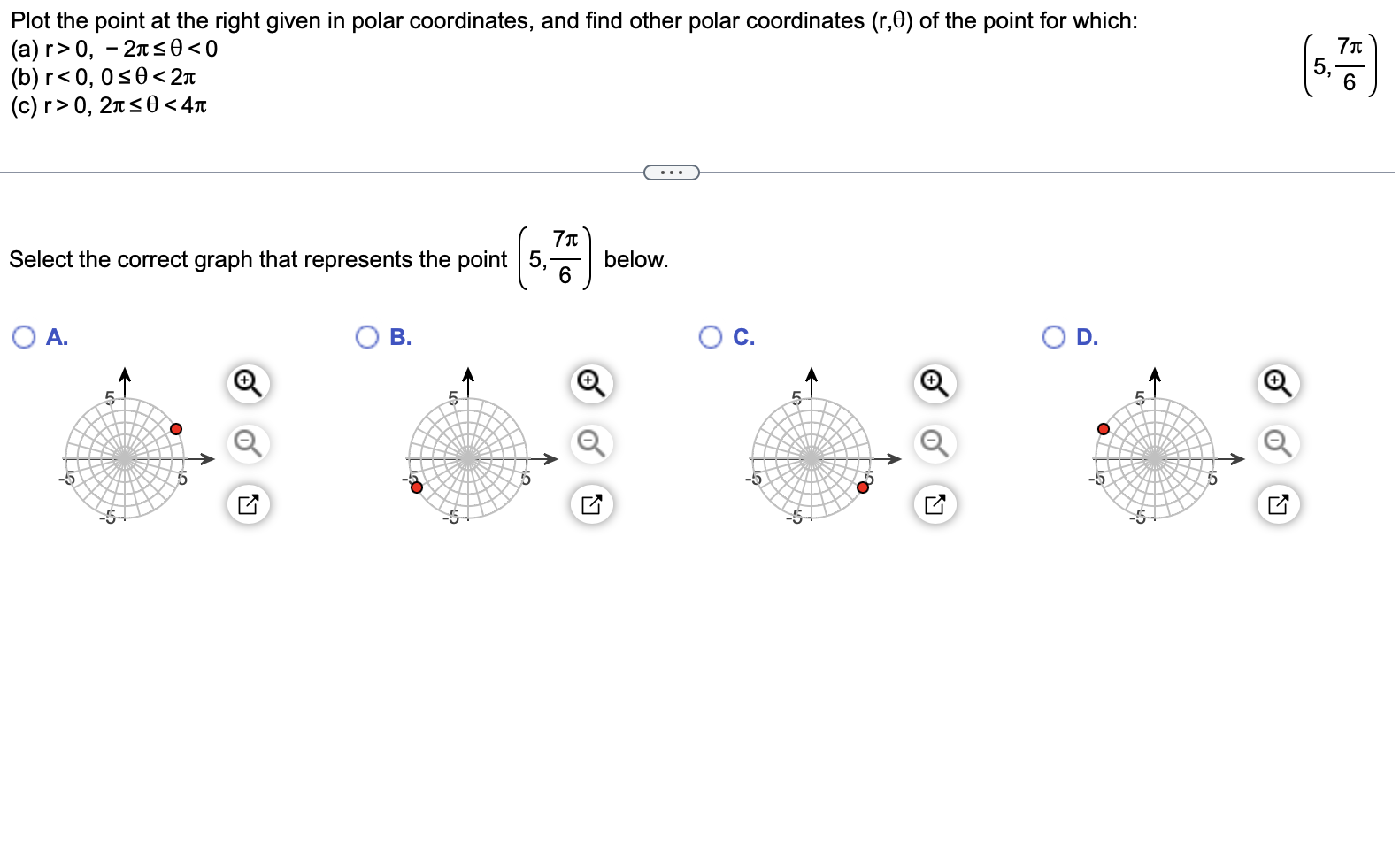 Solved Plot the point at the right given in polar | Chegg.com