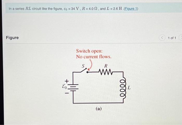 Solved In a series RL circuit like the figure, ε0=34 | Chegg.com