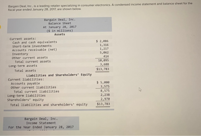 Solved Bargain Deal, Inc., is a leading retailer | Chegg.com