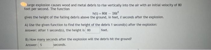 Solved large explosion causes wood and metal debris to rise | Chegg.com