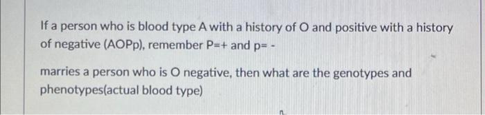 Solved If a person who is blood type A with a history of O | Chegg.com