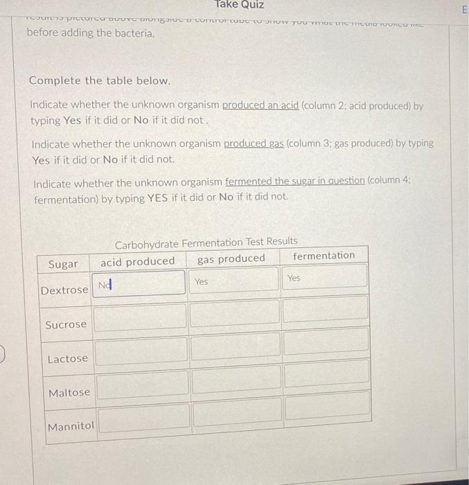 Solved Figure 3. Carbohydrate Fermentation test results | Chegg.com
