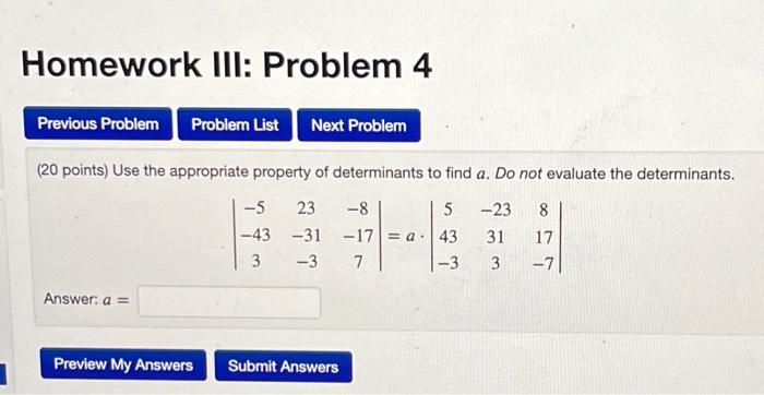(20 points) Use the appropriate property of | Chegg.com