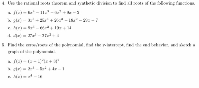 Solved 4. Use the rational roots theorem and synthetic | Chegg.com