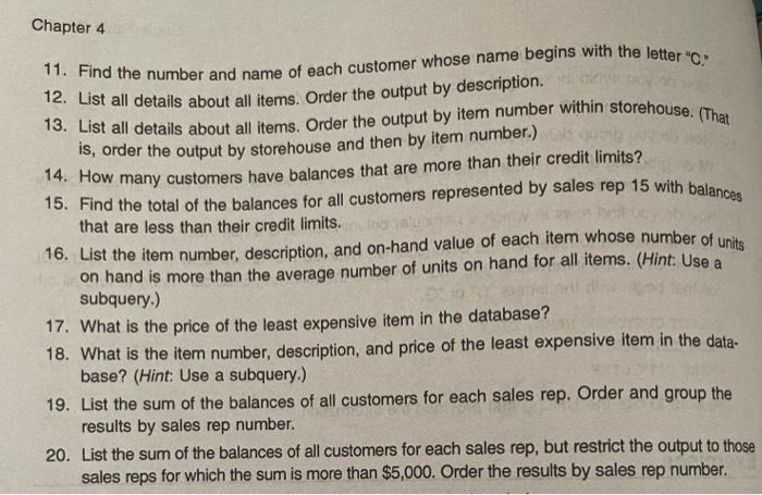 Solved Chapter 4 11. Find the number and name of each | Chegg.com