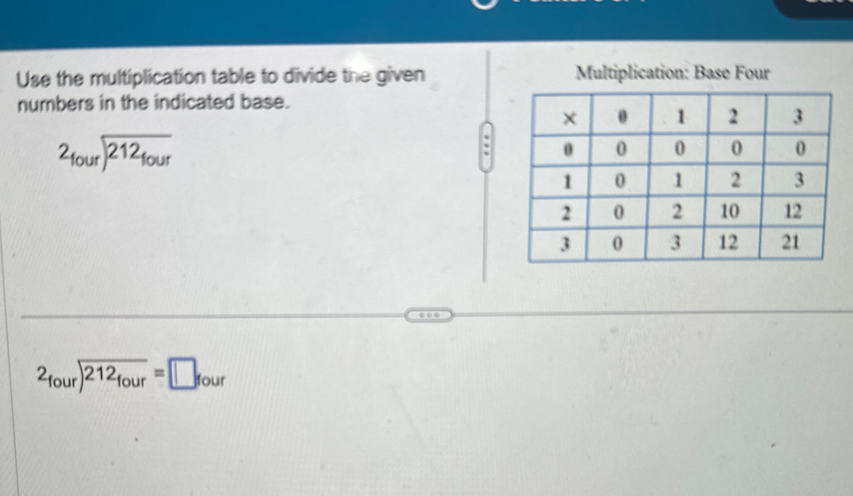 Solved Use the multiplication table to divide the given | Chegg.com