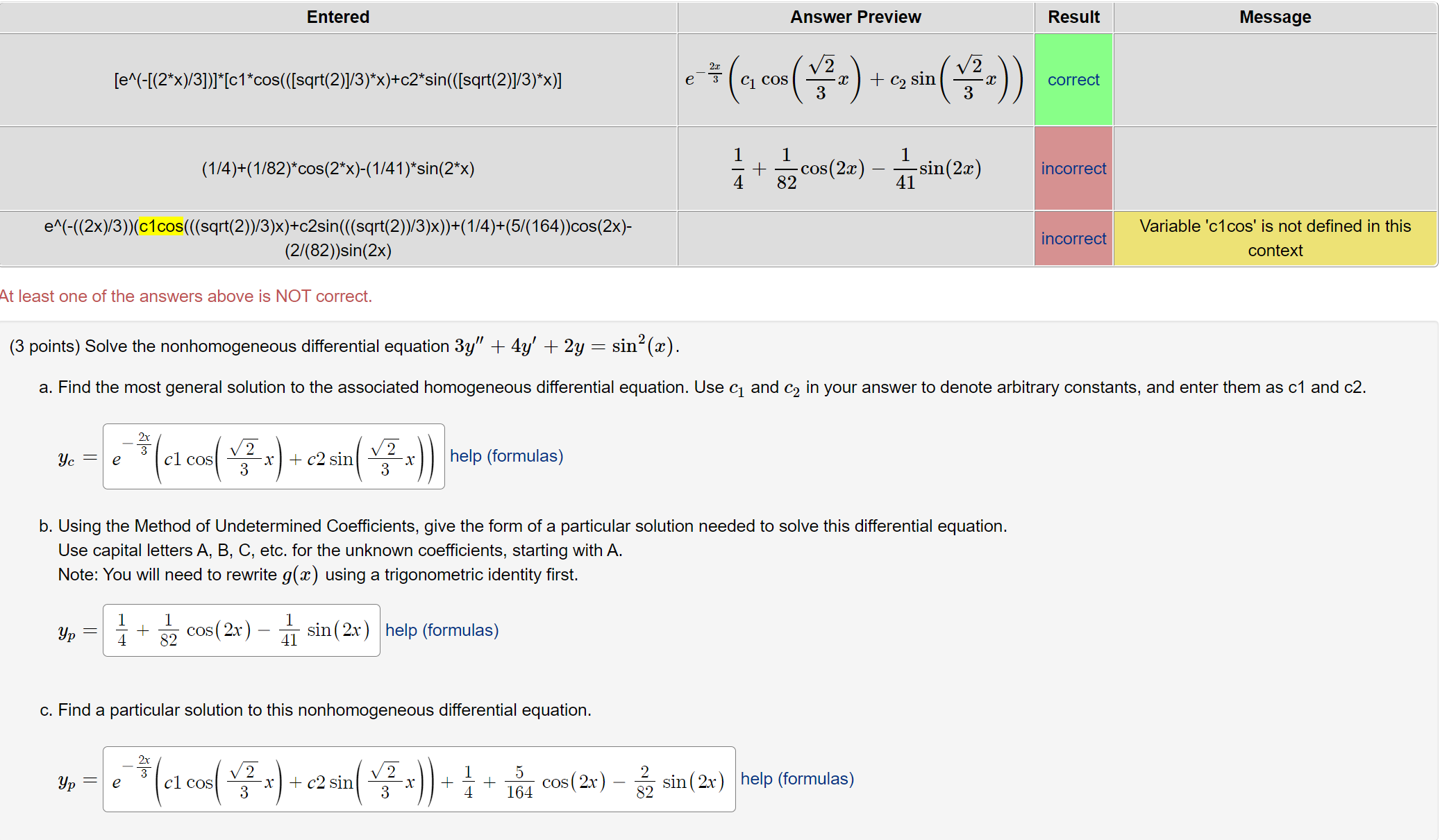 Solved (3 ﻿points) ﻿Solve the nonhomogeneous differential | Chegg.com