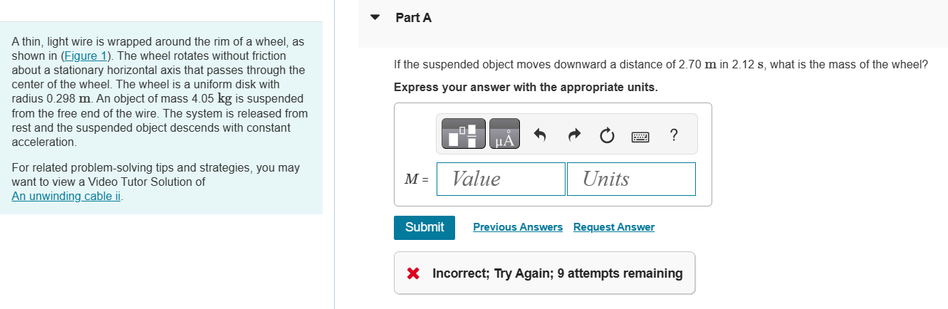 Solved A thin, light wire is wrapped around the rim of a | Chegg.com