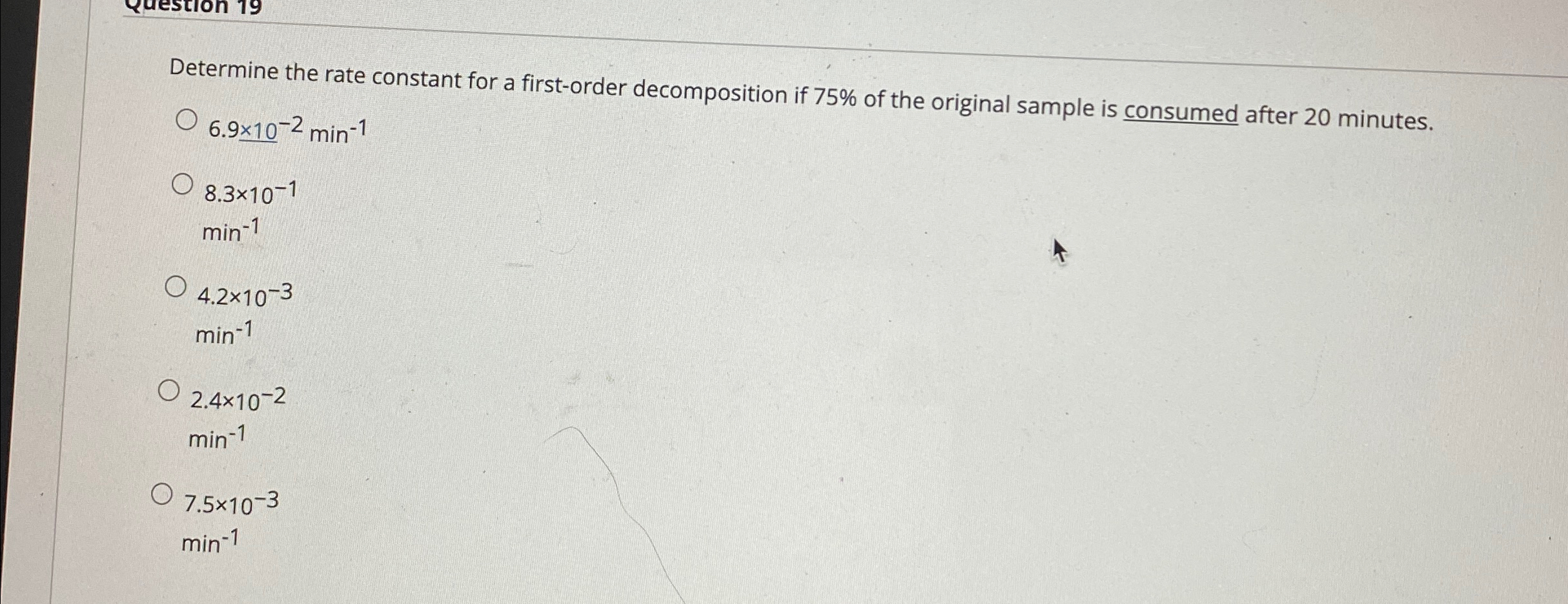Solved Determine the rate constant for a first-order | Chegg.com